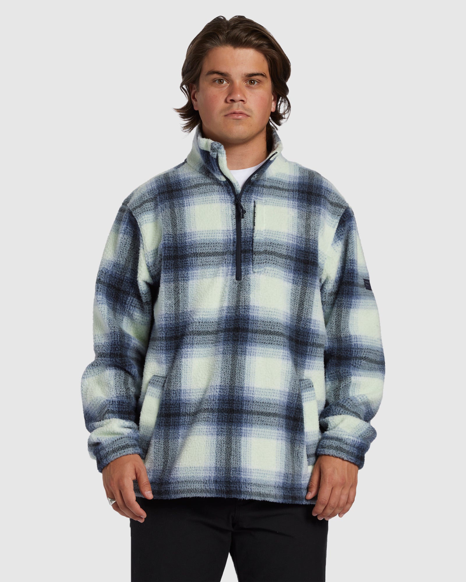 Mens A/Div Boundary Mock Neck Fleece Pullover - SLATE BLUE | Billabong AU
